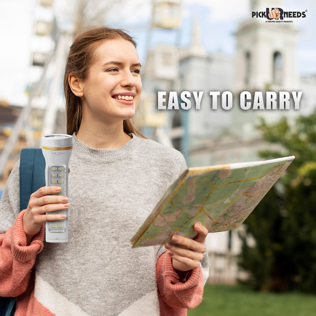 Pick Ur Needs Rechargeable 50W+20 SMD Emergency Long Range LED Torch L